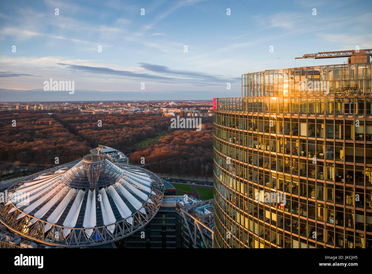 Elevated view towards the sony center and db buildings hi-res stock ...