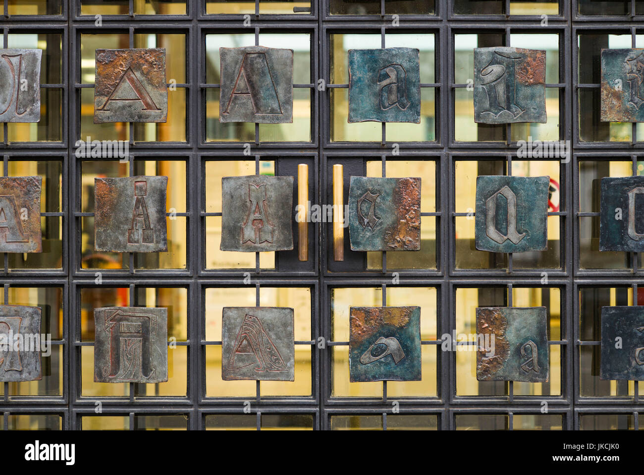 Germany, Berlin, Nikolaiviertel, alphabet doors on the Berlin City ...