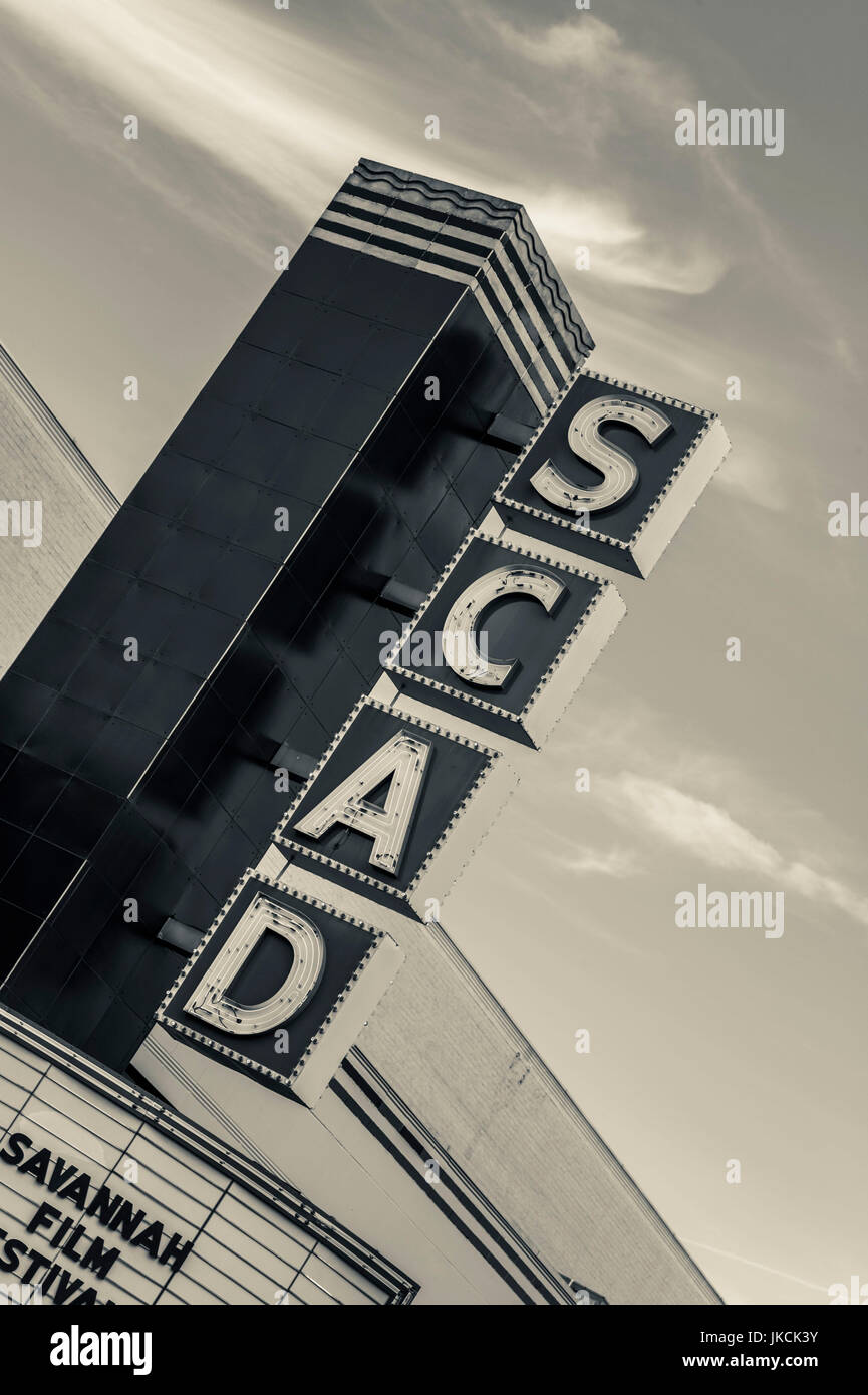 USA, Georgia, Savannah, sign for the Savannah College of Art and Design ...