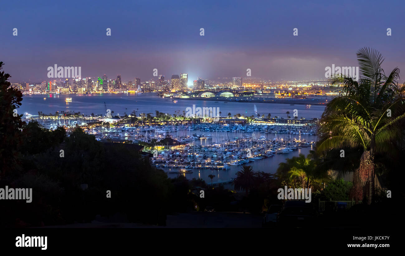 Downtown and harbor both seen in a huge panorama from Point Loma Stock ...