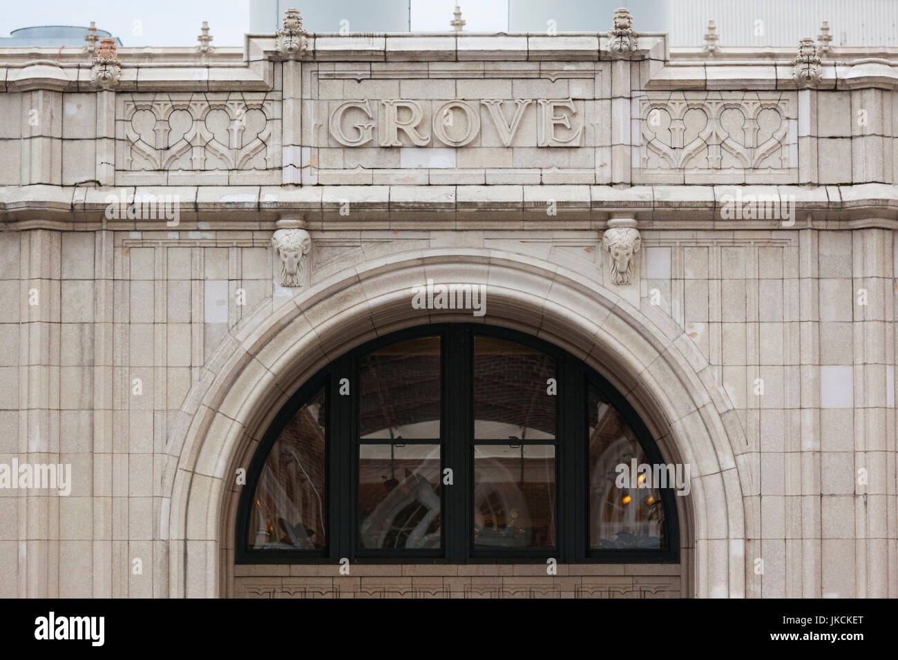 USA, North Carolina, Asheville, Grove Arcade Public Market, exterior ...