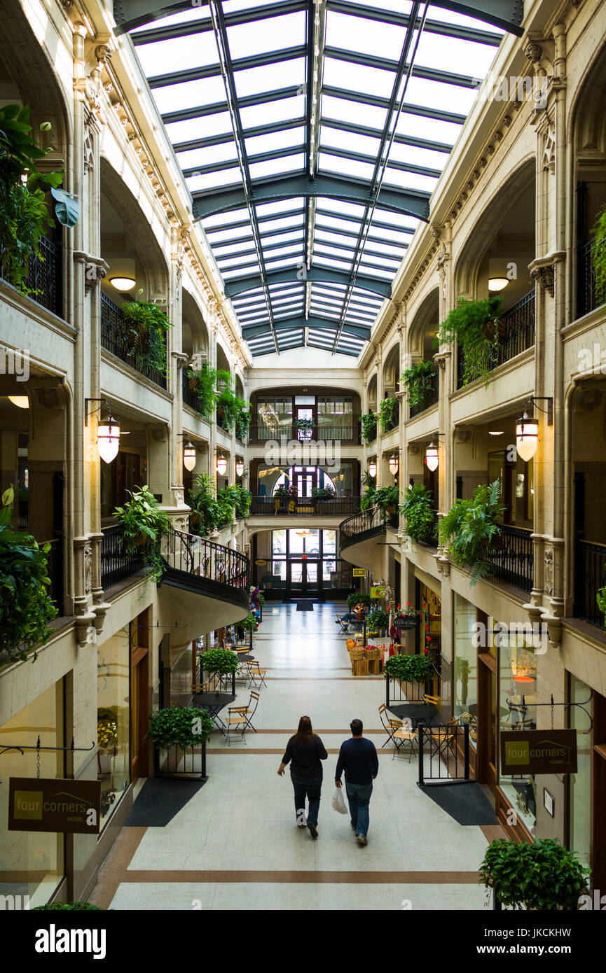 USA, North Carolina, Asheville, Grove Arcade Public Market, interior ...