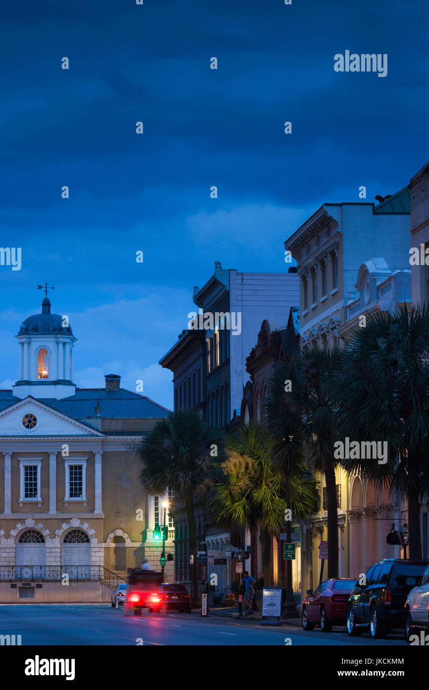 USA, South Carolina, Charleston, Broad Street and the Old Exchange ...