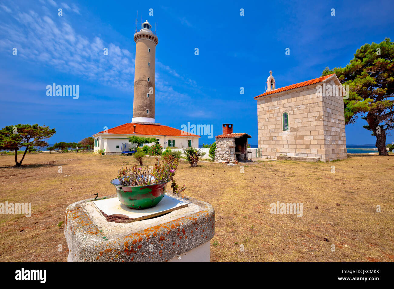 Veli Rat lighthouse and chapel view, Dugi Otok island, Dalmatia ...