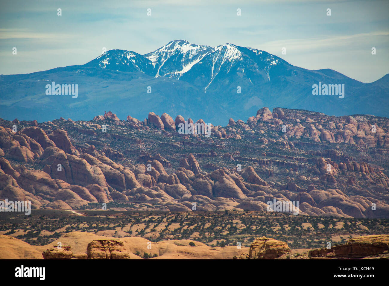 Moab Utah has views of the snow-capped La Sal Mountains Stock Photo - Alamy