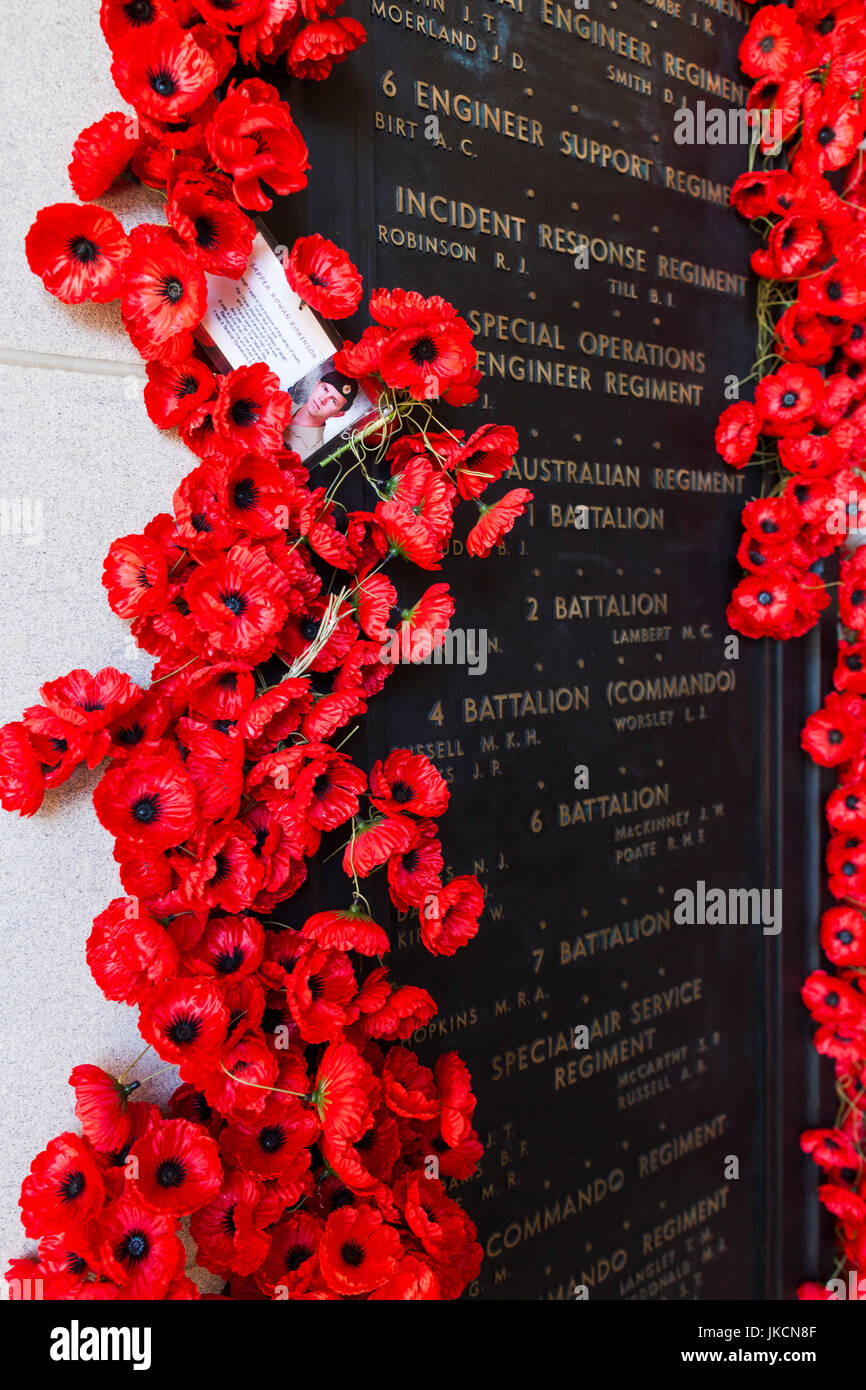 Poppies on lists of fallen australian soldiers hi-res stock photography ...