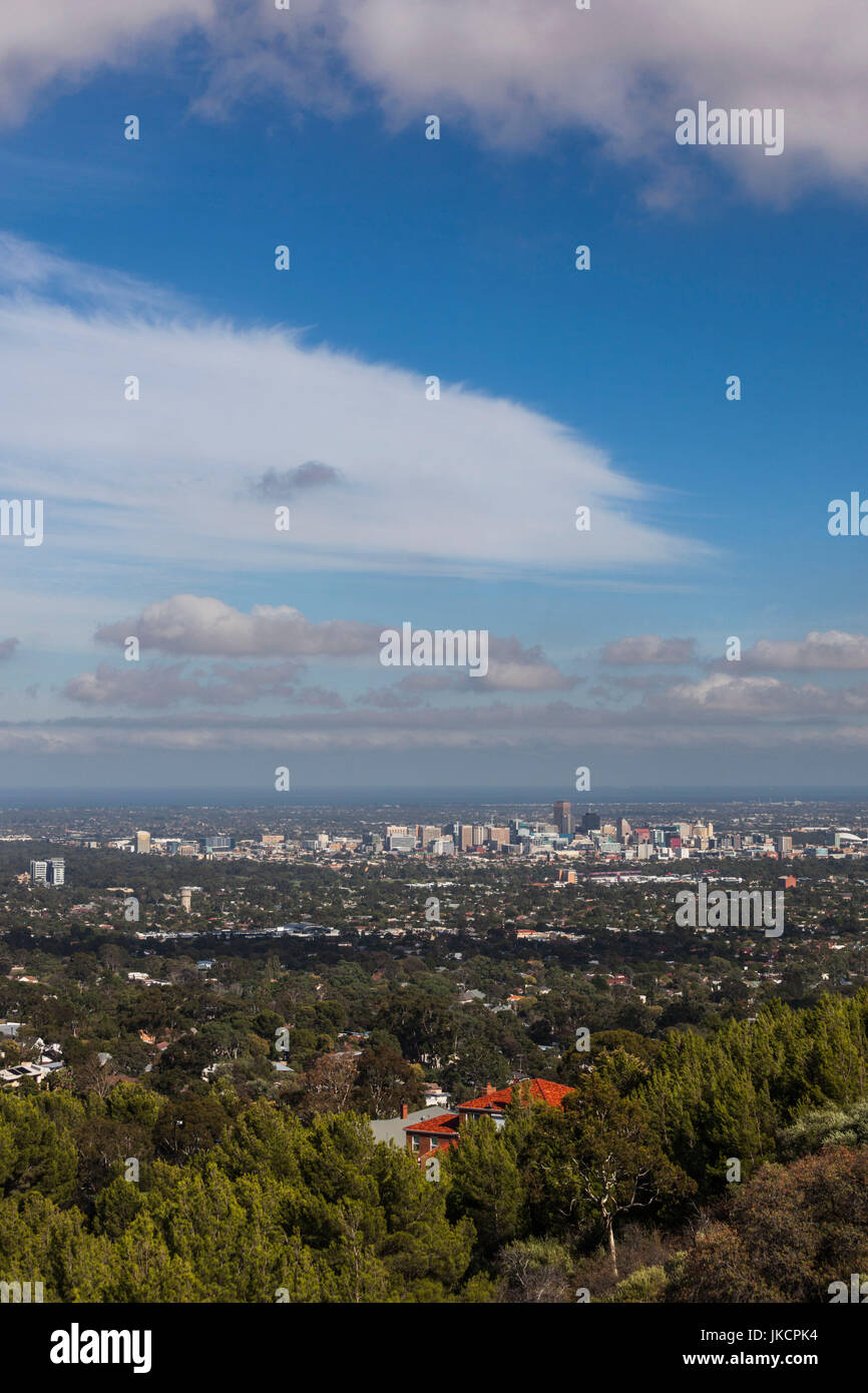 Australia, South Australia, Adelaide Hills, Crafers, elevated skyline of Adelaide from the Mount ...