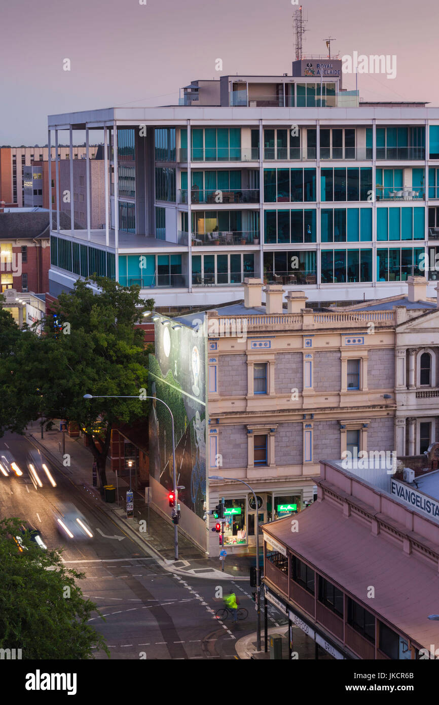 Australia, South Australia, Adelaide, Rundle Street, elevated city view ...
