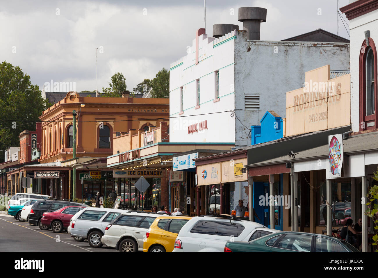 Australia, Victoria, VIC, Castlemaine, Restorers Barn, town view with ...