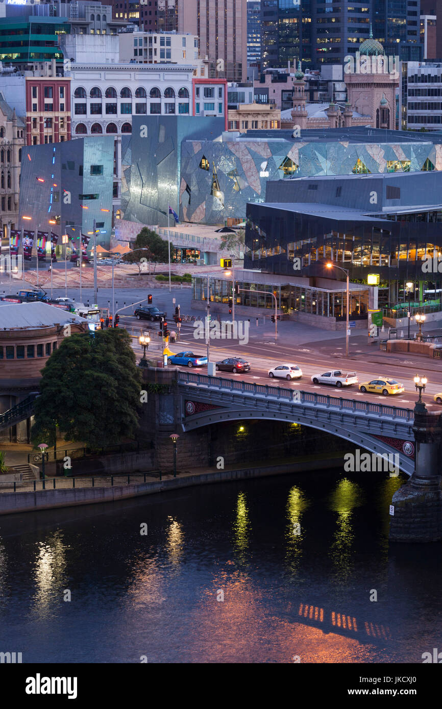 Australia, Victoria, VIC, Melbourne, Federation Square, elevated view ...