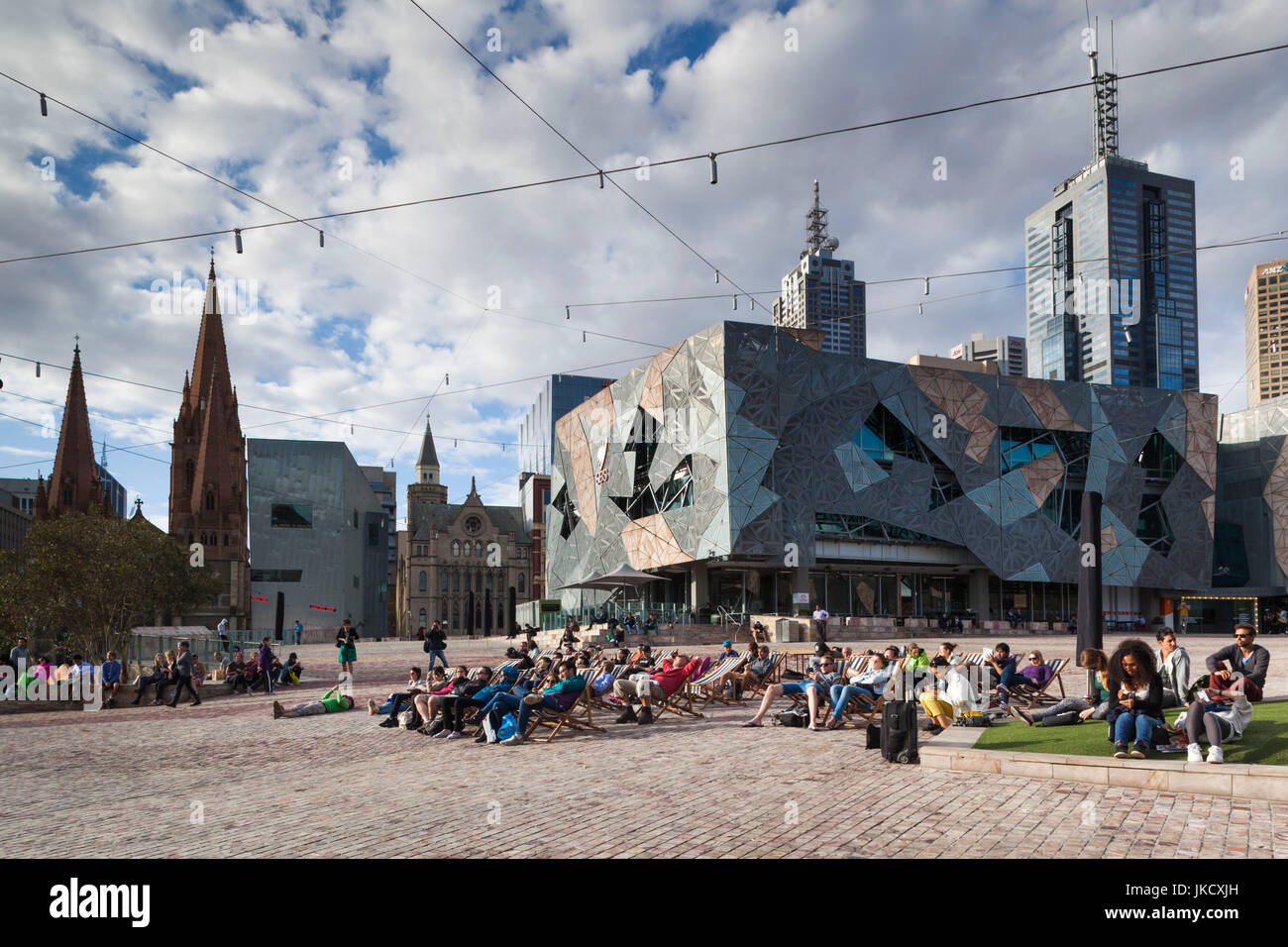 Australia, Victoria, VIC, Melbourne, Federation Square, exterior Stock ...