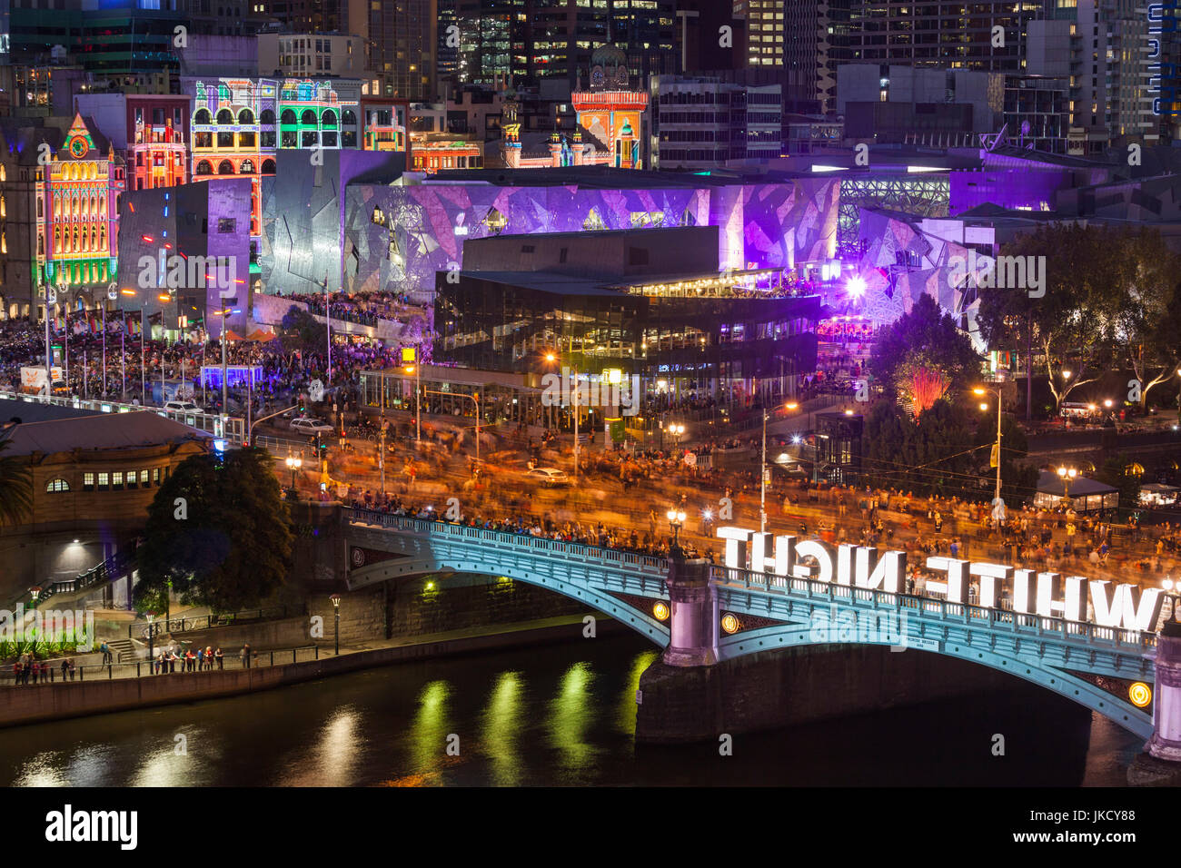 Australia, Victoria, VIC, Melbourne, White Nights Festival, buildings ...