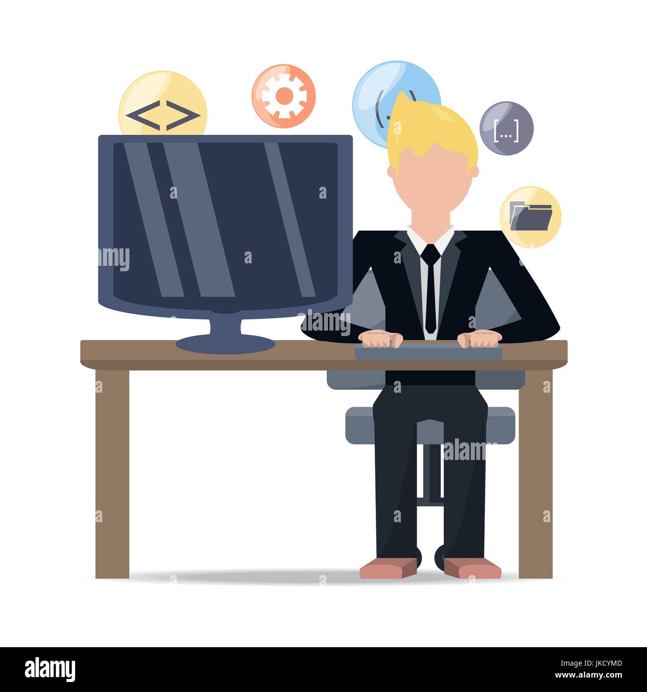 Web Developer Working On Computer Programming Coding Stock Vector Image