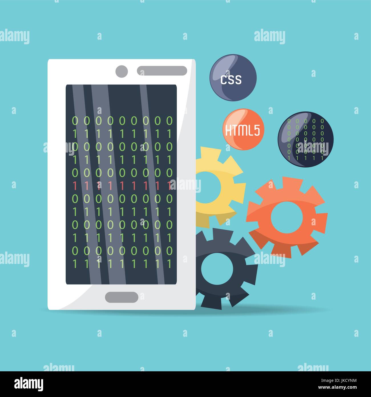 smartphone with programmig coding on screen Stock Vector Image & Art ...