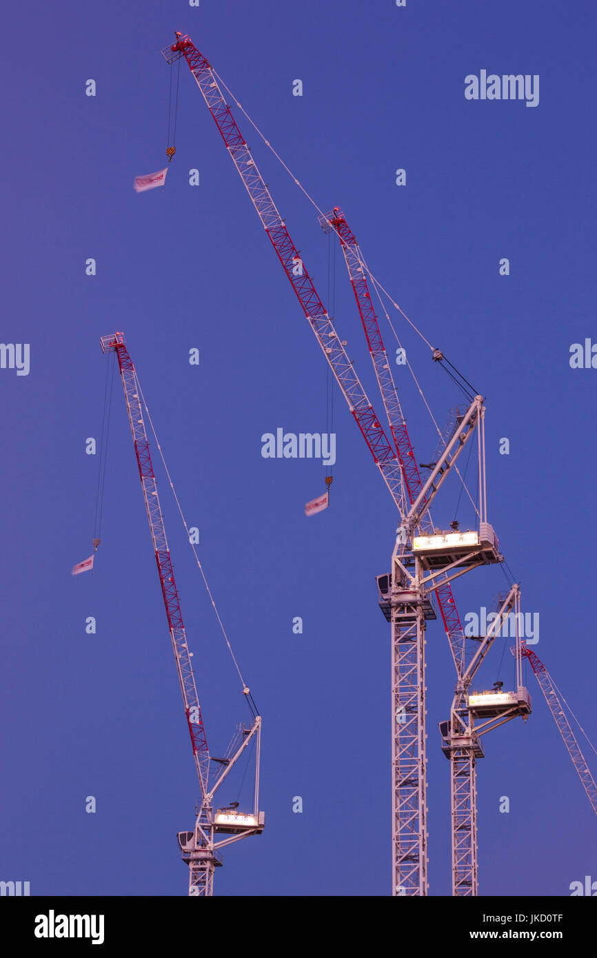 Australia, Western Australia, Perth, construction cranes, downtown ...