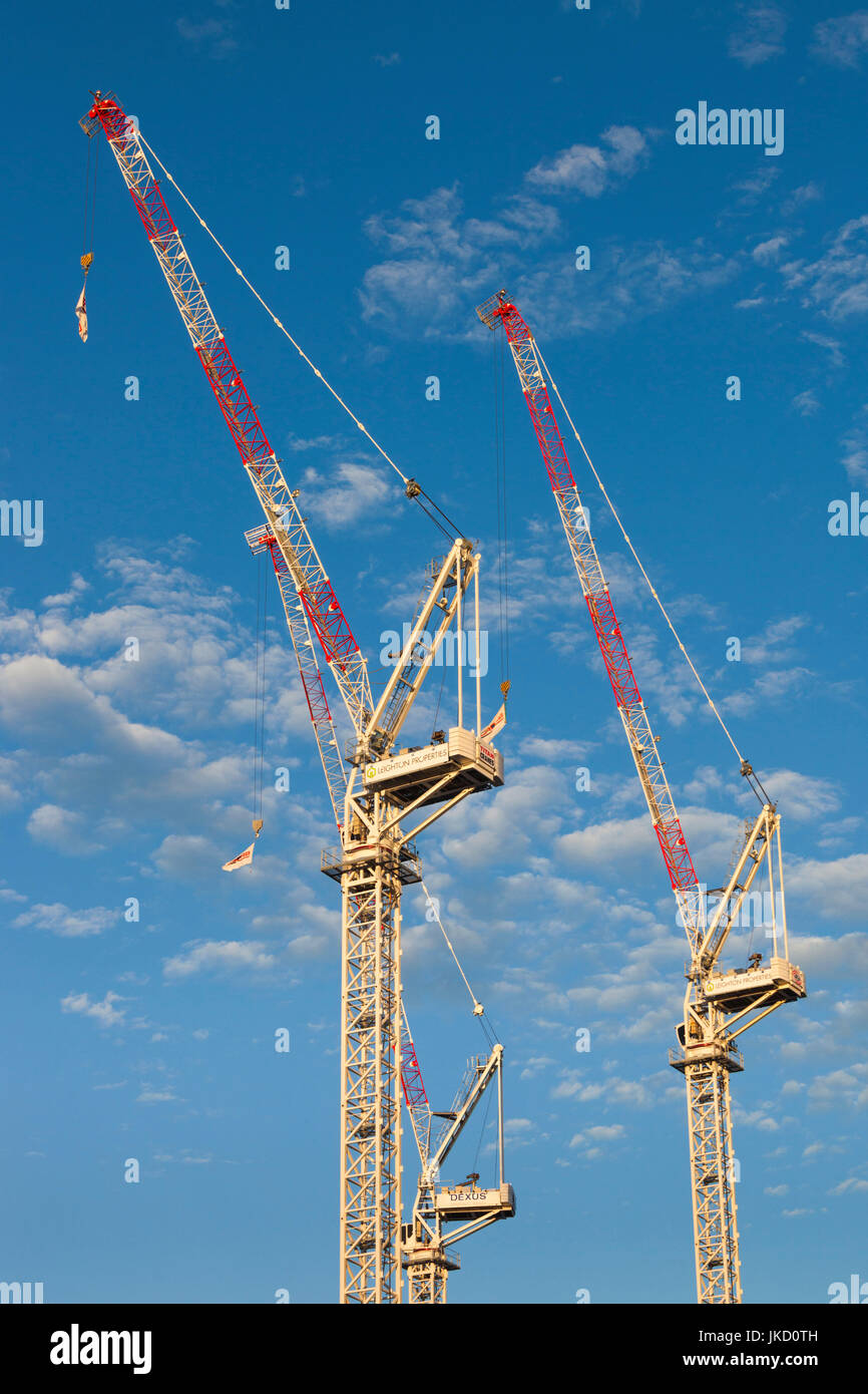 Australia, Western Australia, Perth, construction cranes, downtown ...