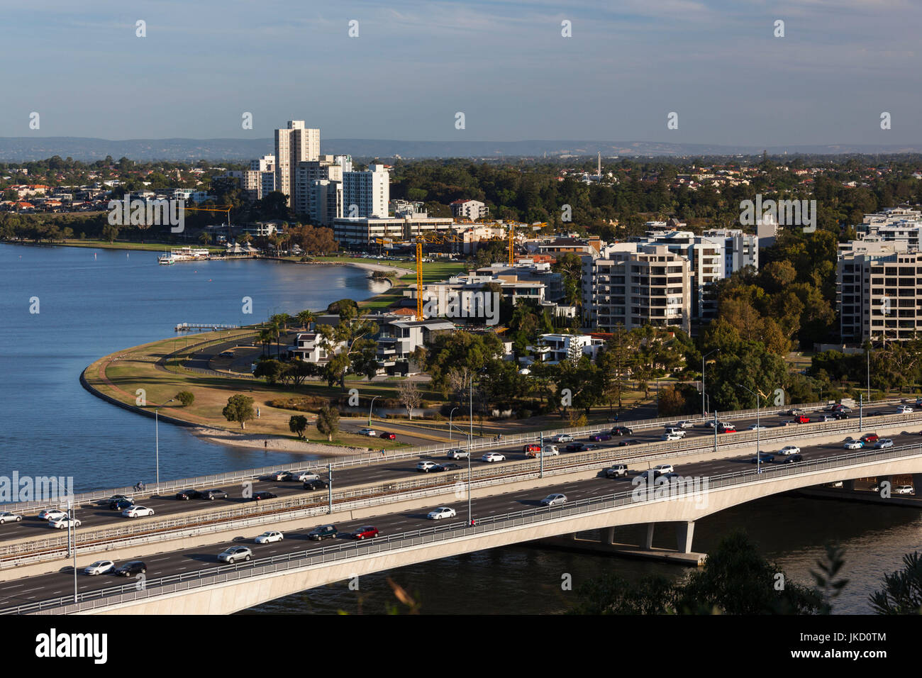 Elevated view of the kwinana freeway and narrows bridge hi-res stock ...