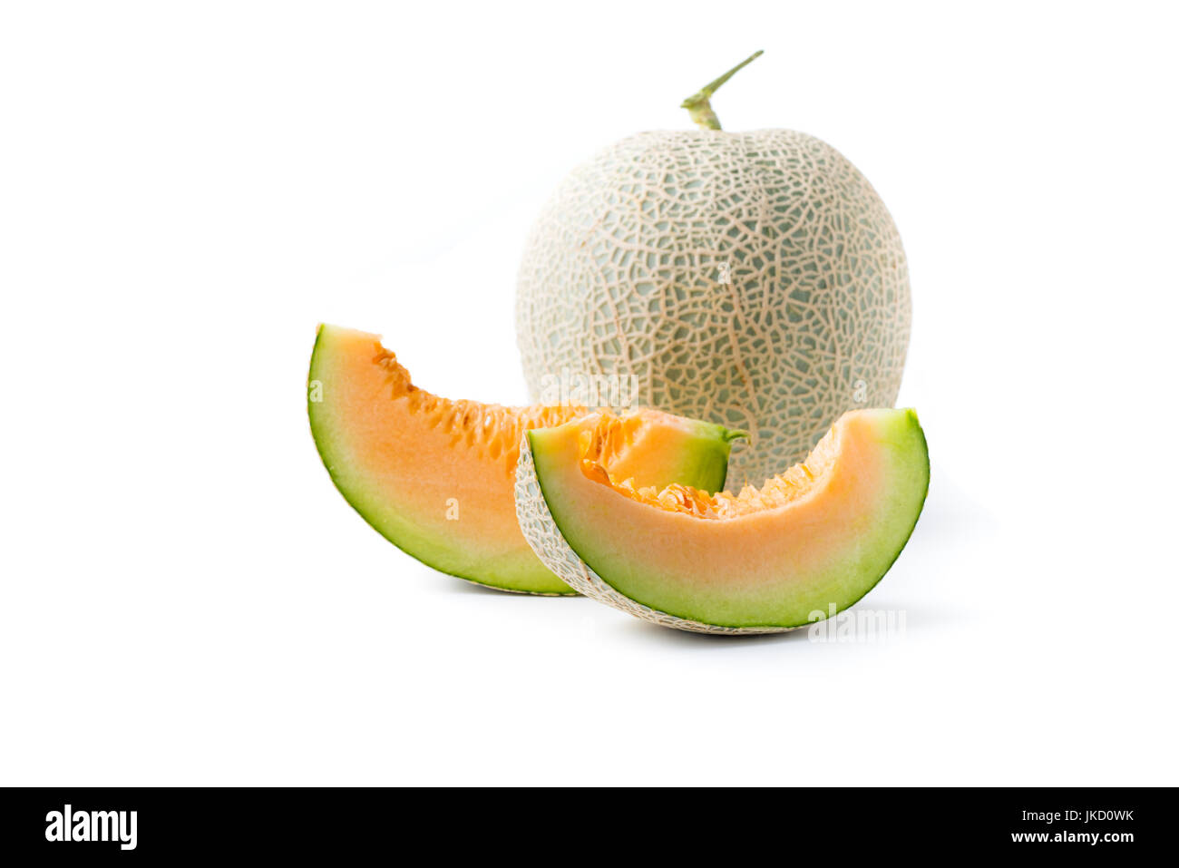 Sliced fresh sweet orange melon isolated on white background Stock ...