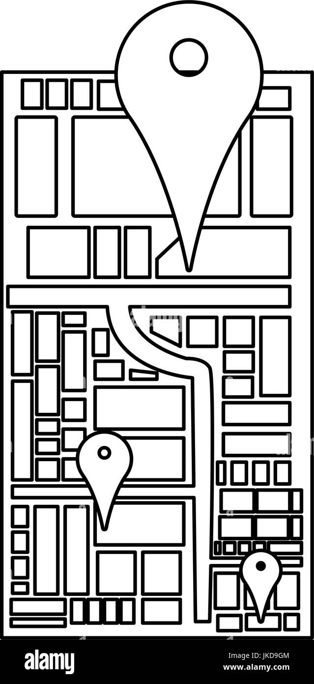 gps map navigation with pointers isolated on white background Stock ...