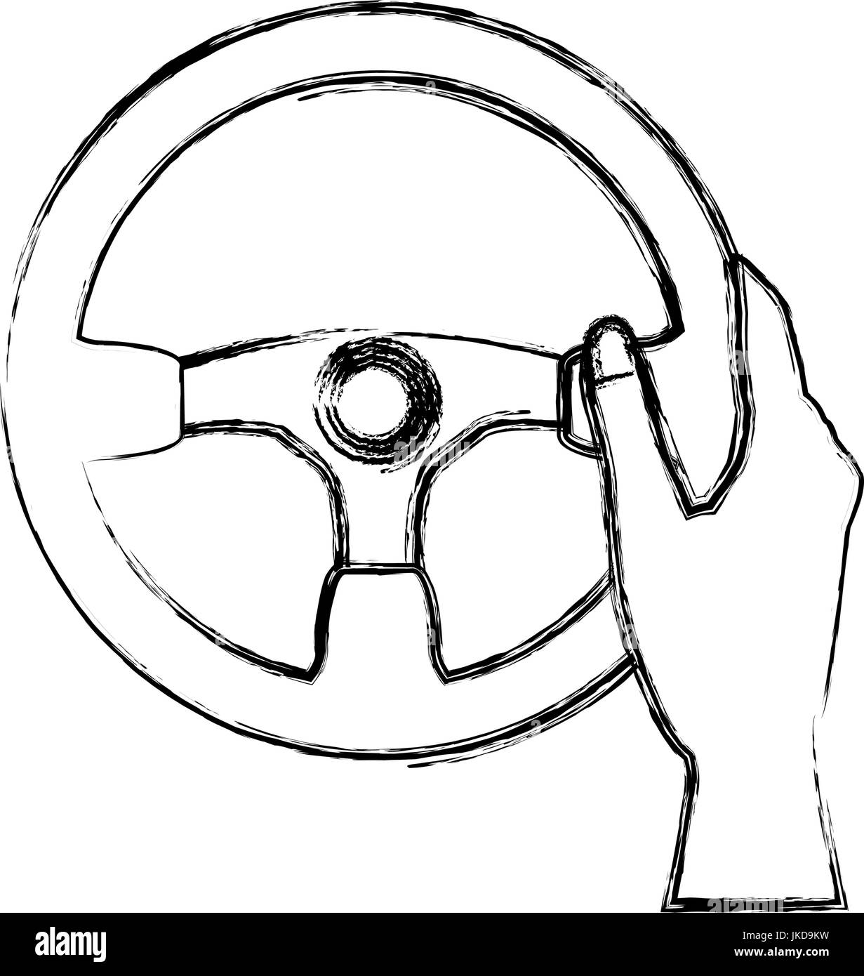 hand with steering wheel car auto control icon Stock Vector Image & Art ...