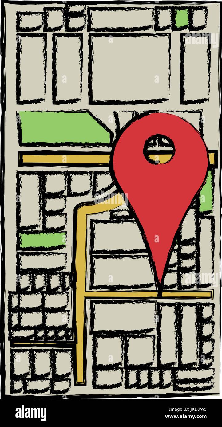 gps map navigation with pointers isolated on white background Stock ...