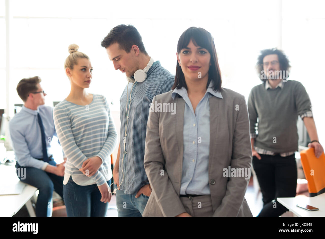 Portrait Of Successful Businesswoman Entrepreneur At Busy startup ...