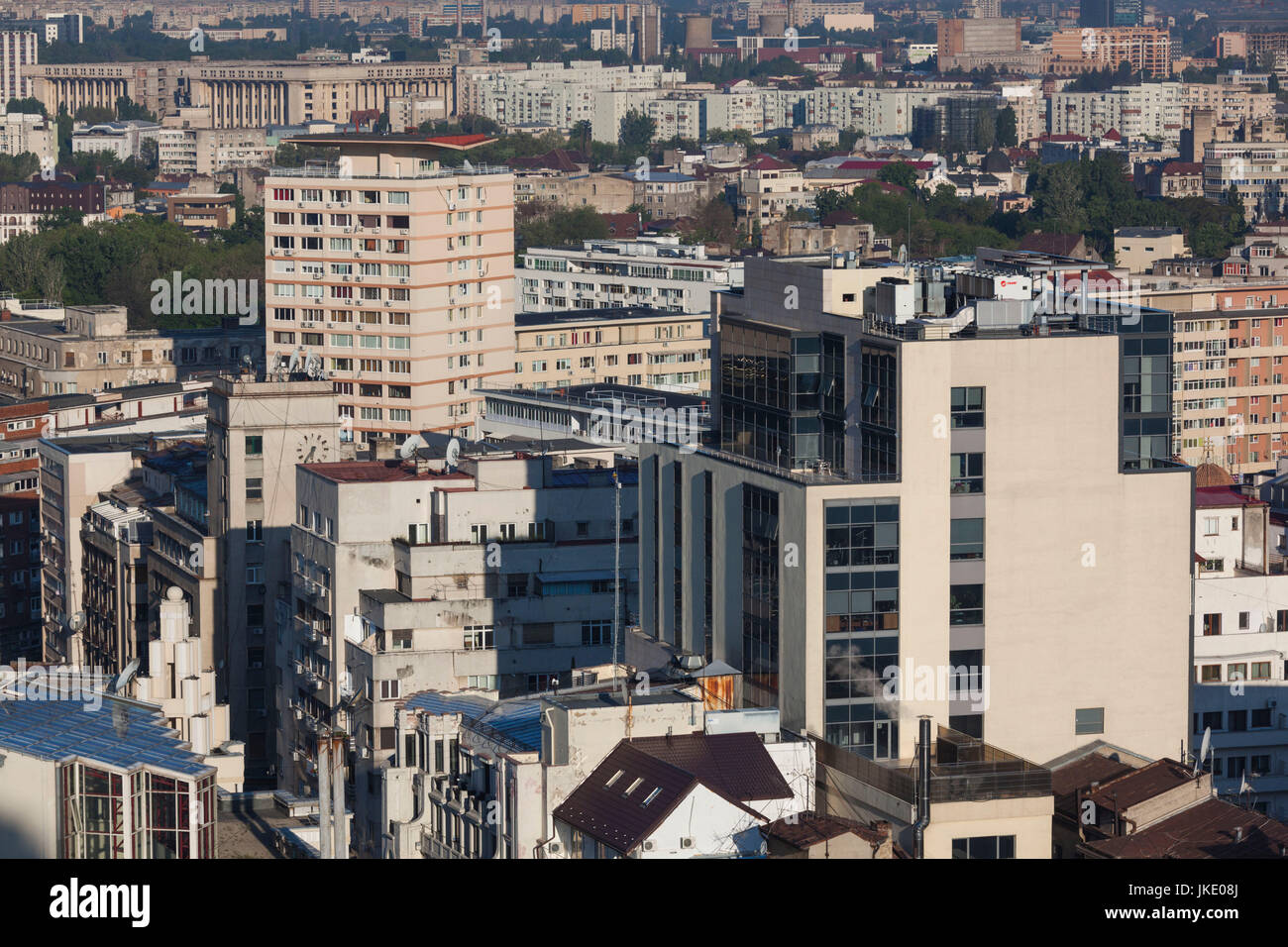 Romania, Bucharest, Central Bucharest, elevated view, dawn Stock Photo ...