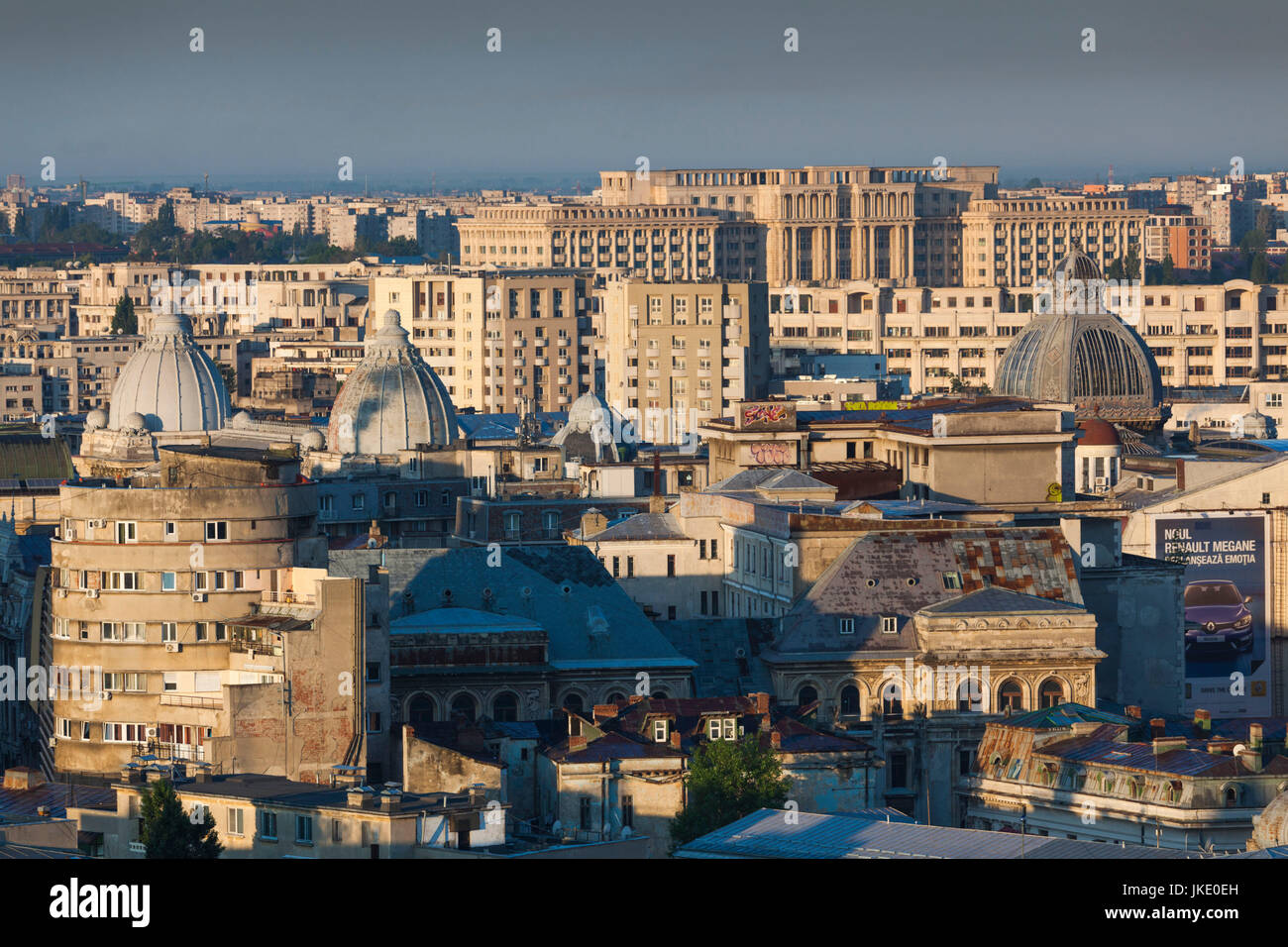 Romania, Bucharest, Lipscani, Old Town, elevated view, dawn Stock Photo ...