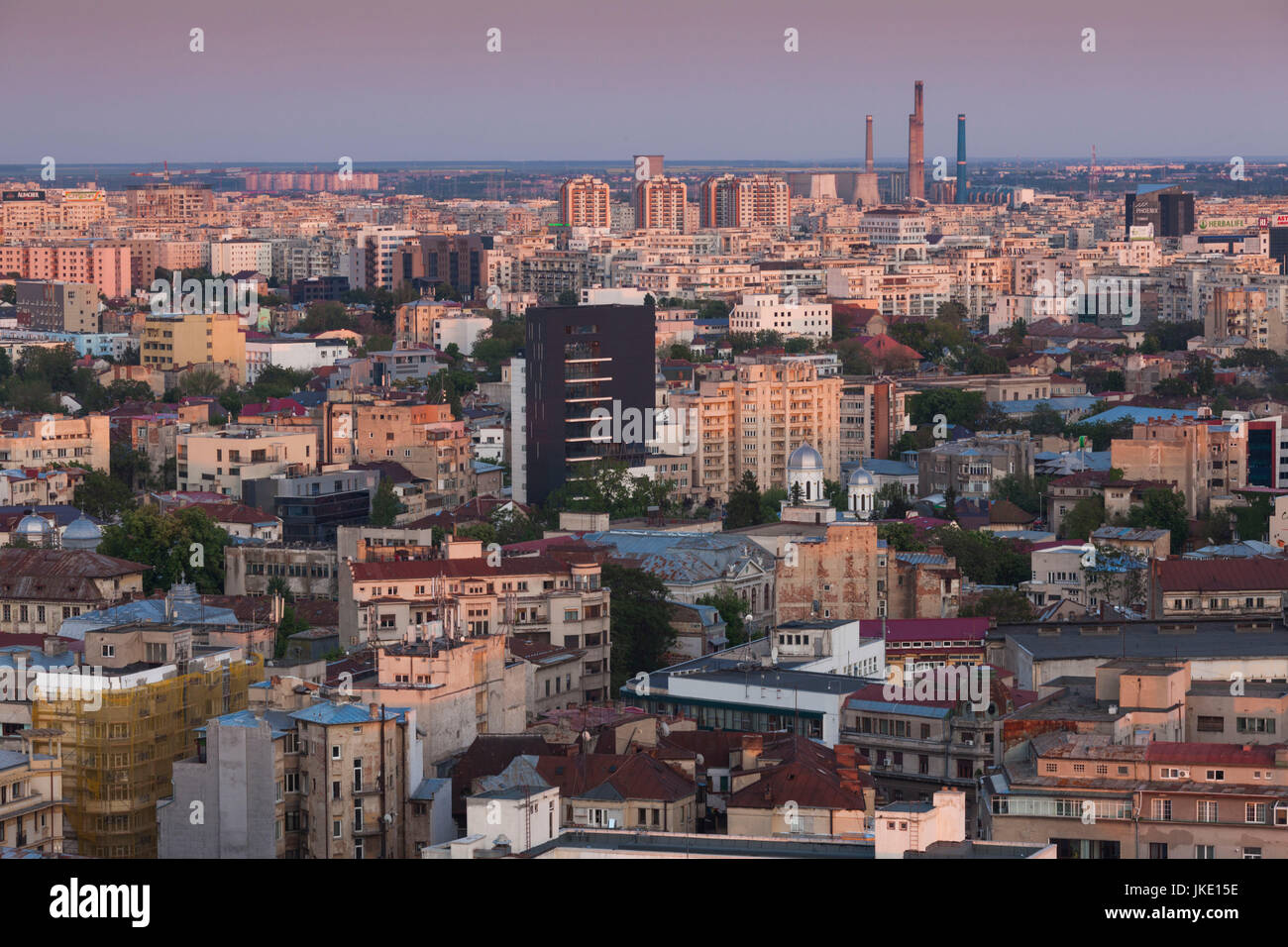 Romania, Bucharest, city skyline, elevated view, sunset Stock Photo - Alamy