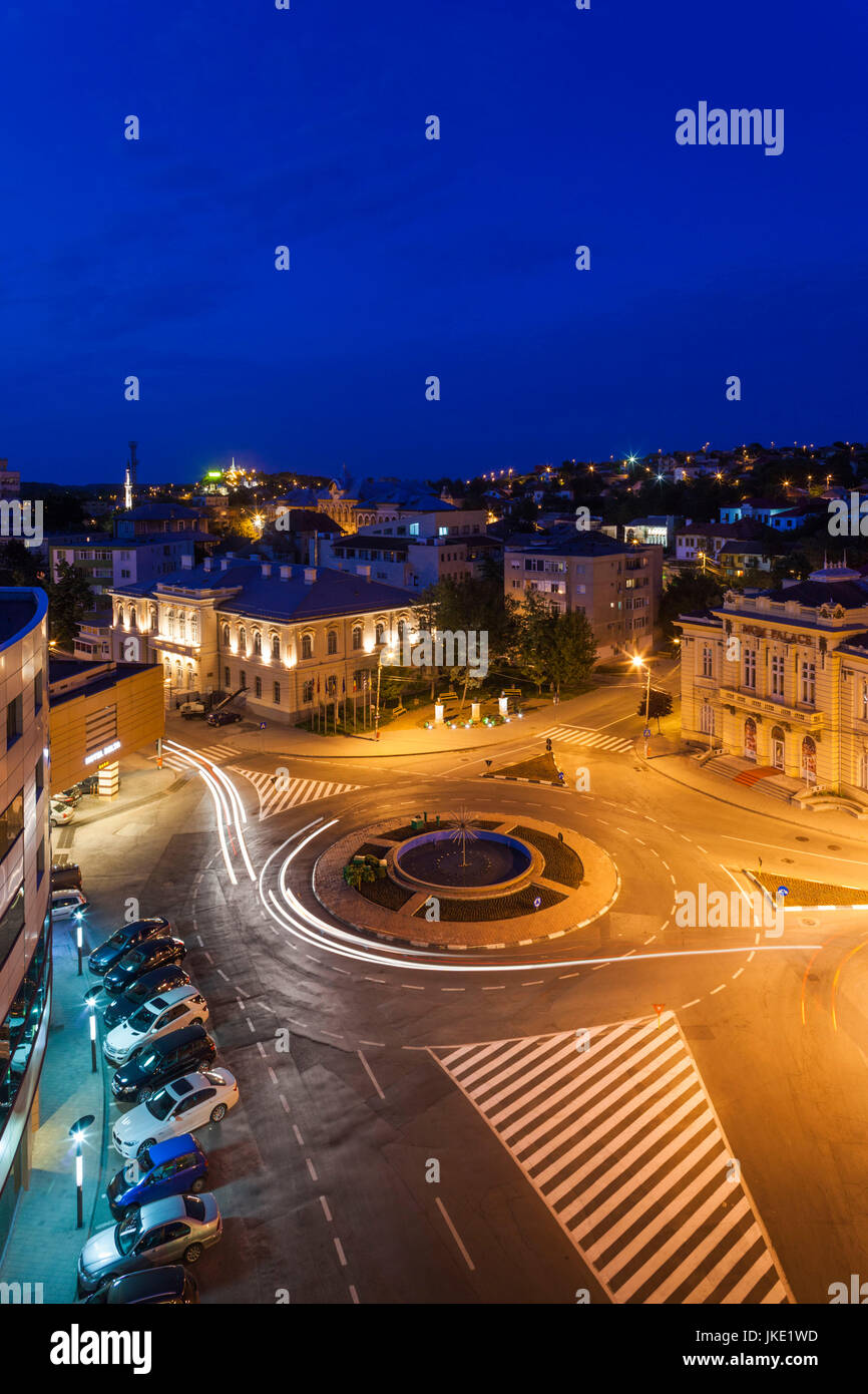 Romania, Danube River Delta, Tulcea, elevated city view, dusk Stock ...