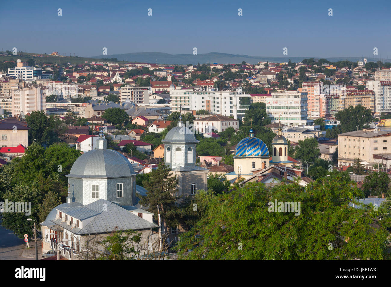 Romania, Danube River Delta, Tulcea, elevated town view from Monument ...