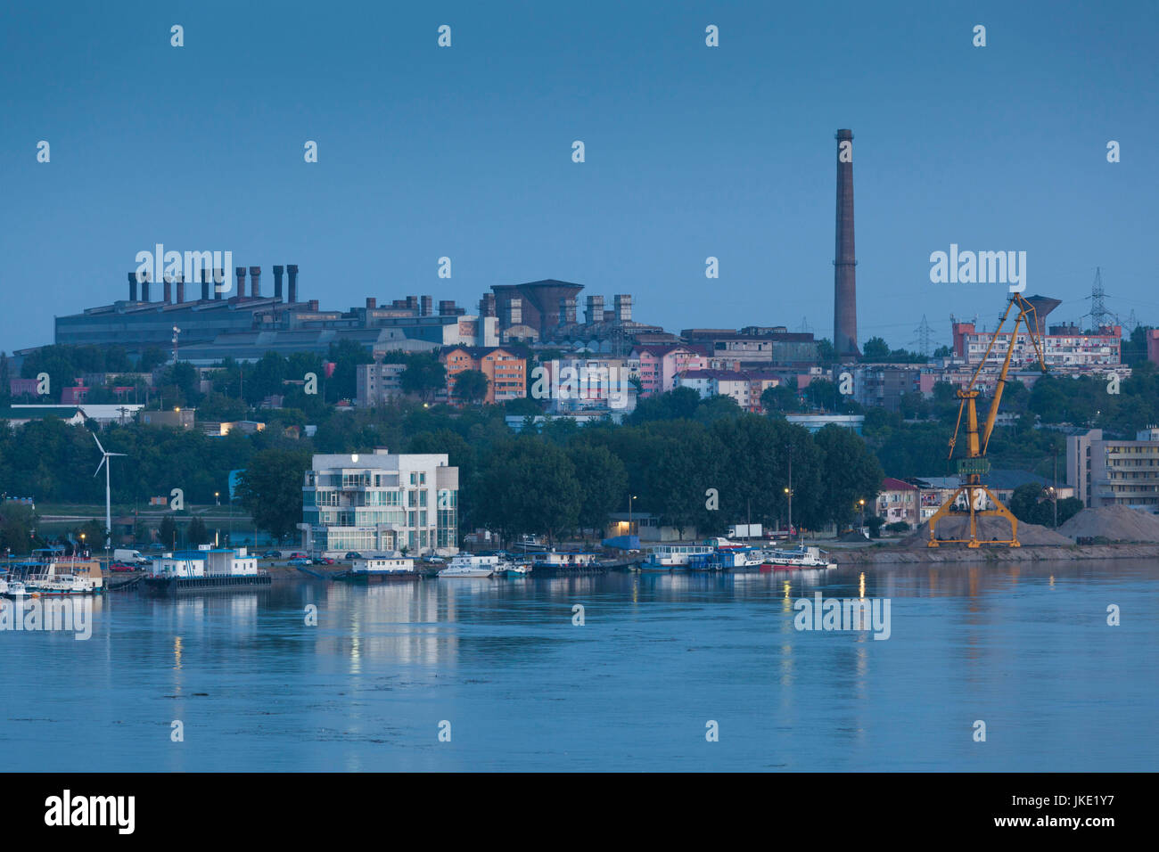Romania, Danube River Delta, Tulcea, elevated view of the Tulcea Port ...