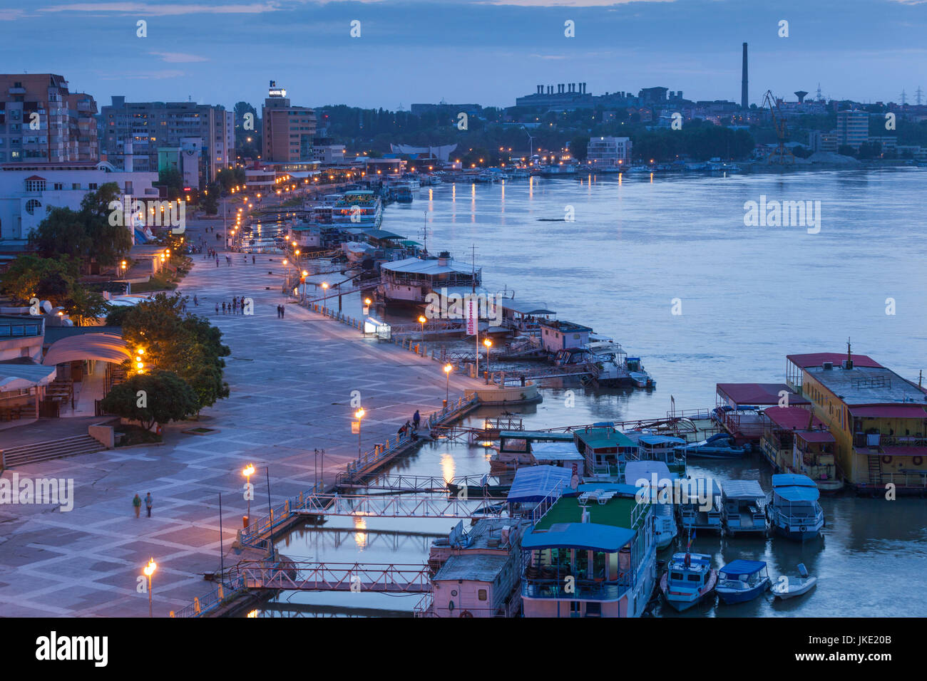 Romania, Danube River Delta, Tulcea, elevated view of the Tulcea Port ...