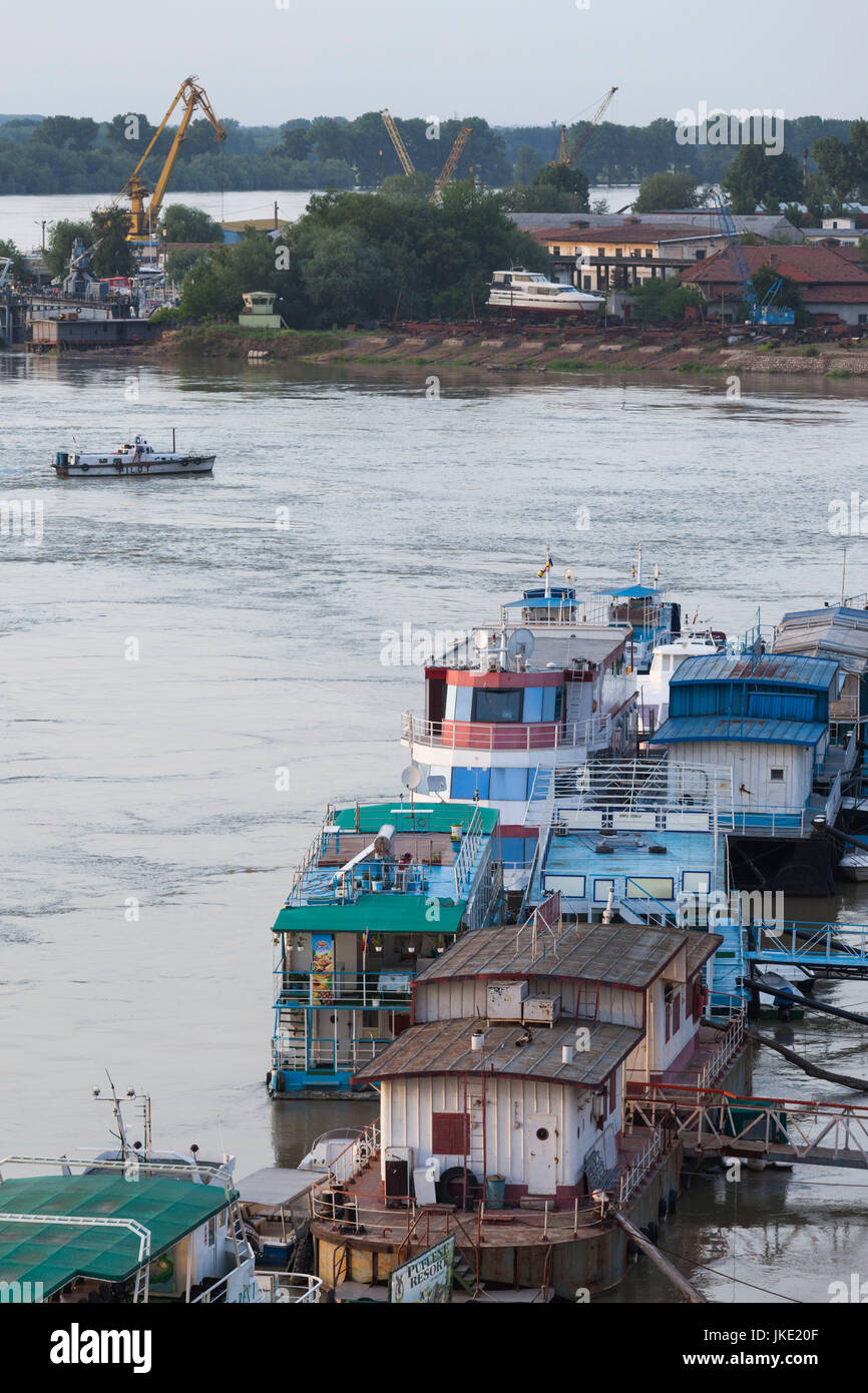 Romania, Danube River Delta, Tulcea, elevated view of the Tulcea Port ...