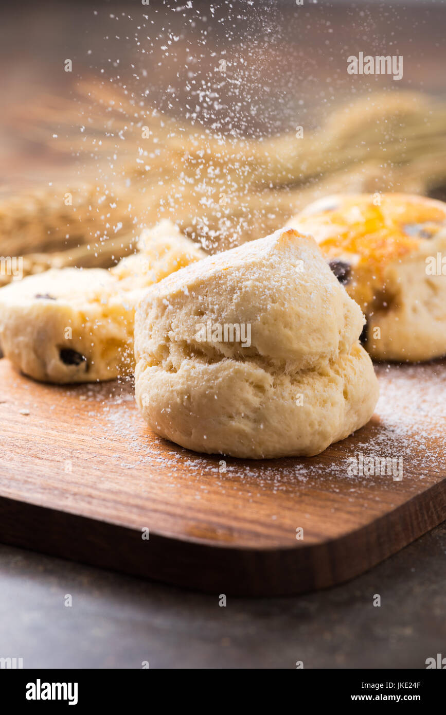 Traditional delicious British pastry and desert - scones and icing ...