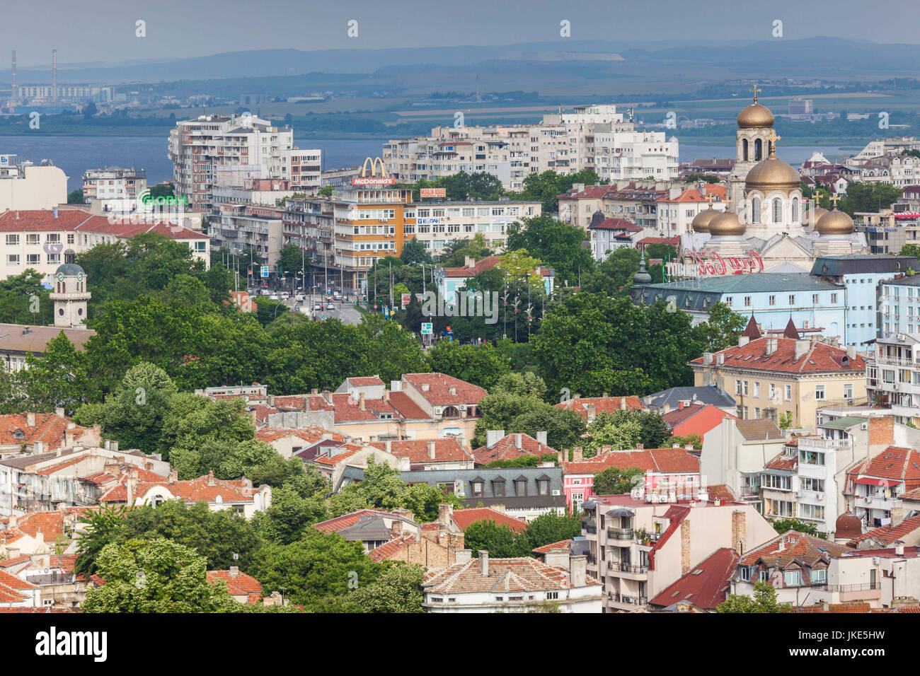 Bulgaria, Black Sea Coast, Varna, elevated city view, morning Stock ...