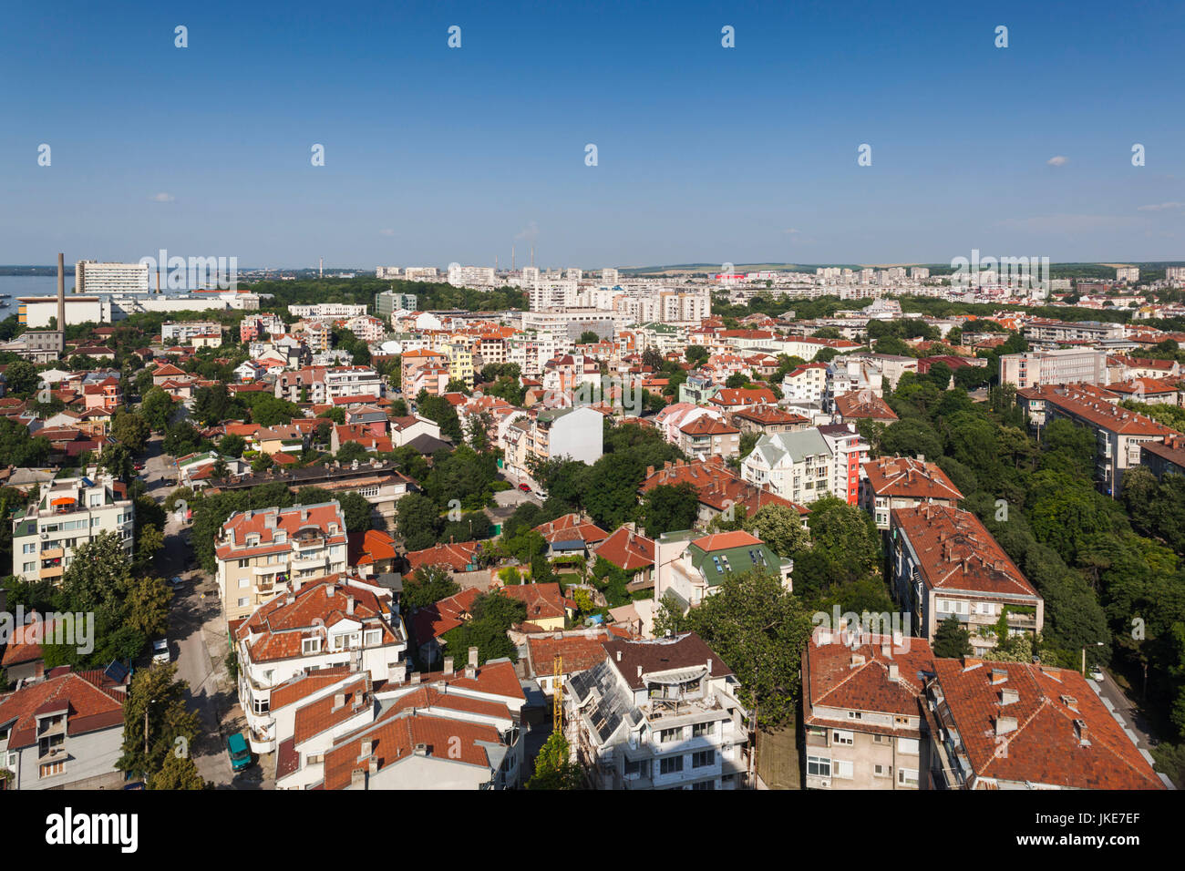 Bulgaria, Danube River and Northern Plains, Ruse, elevated city view ...