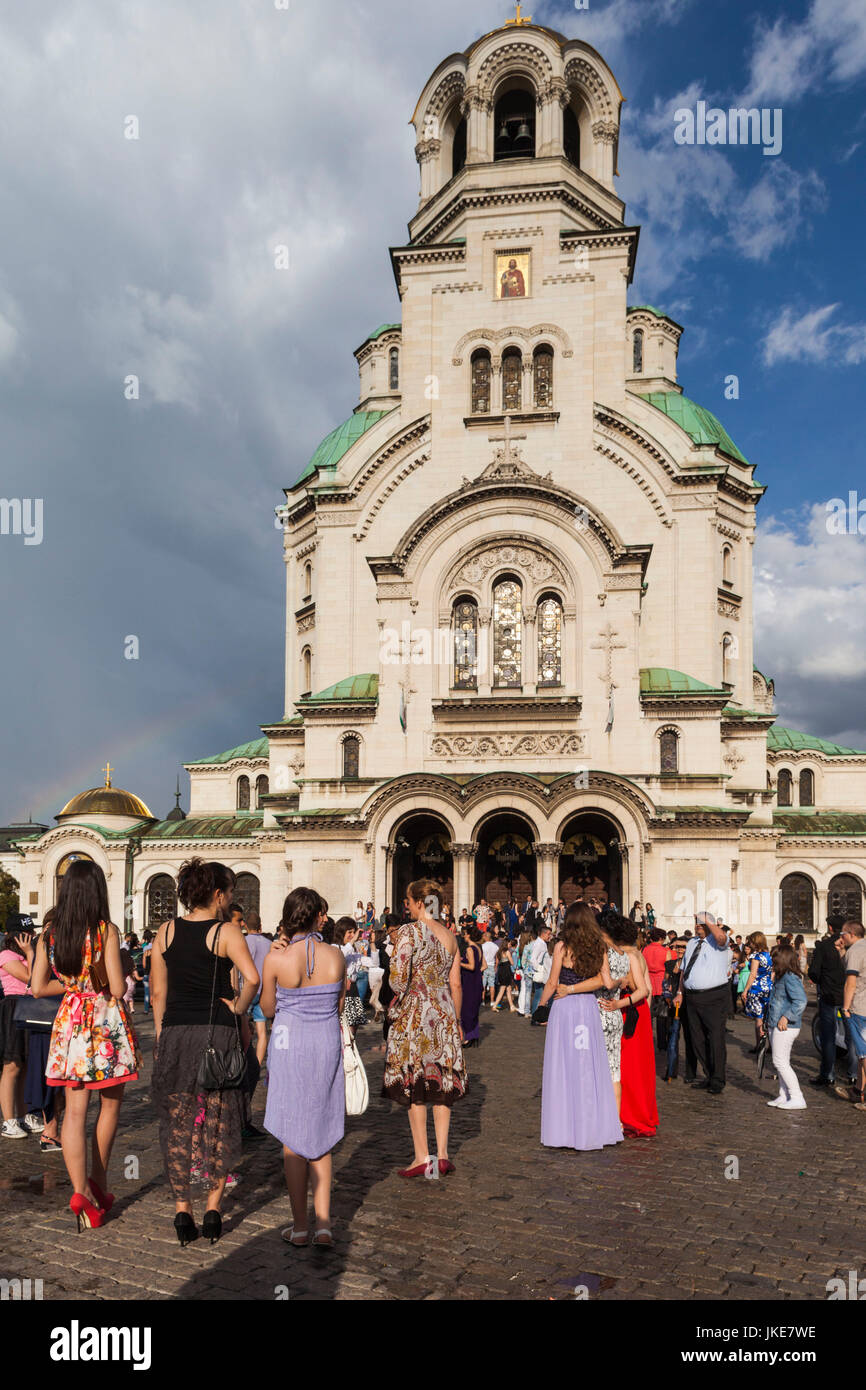 Bulgarian students celebrating high school graduation hi-res stock ...
