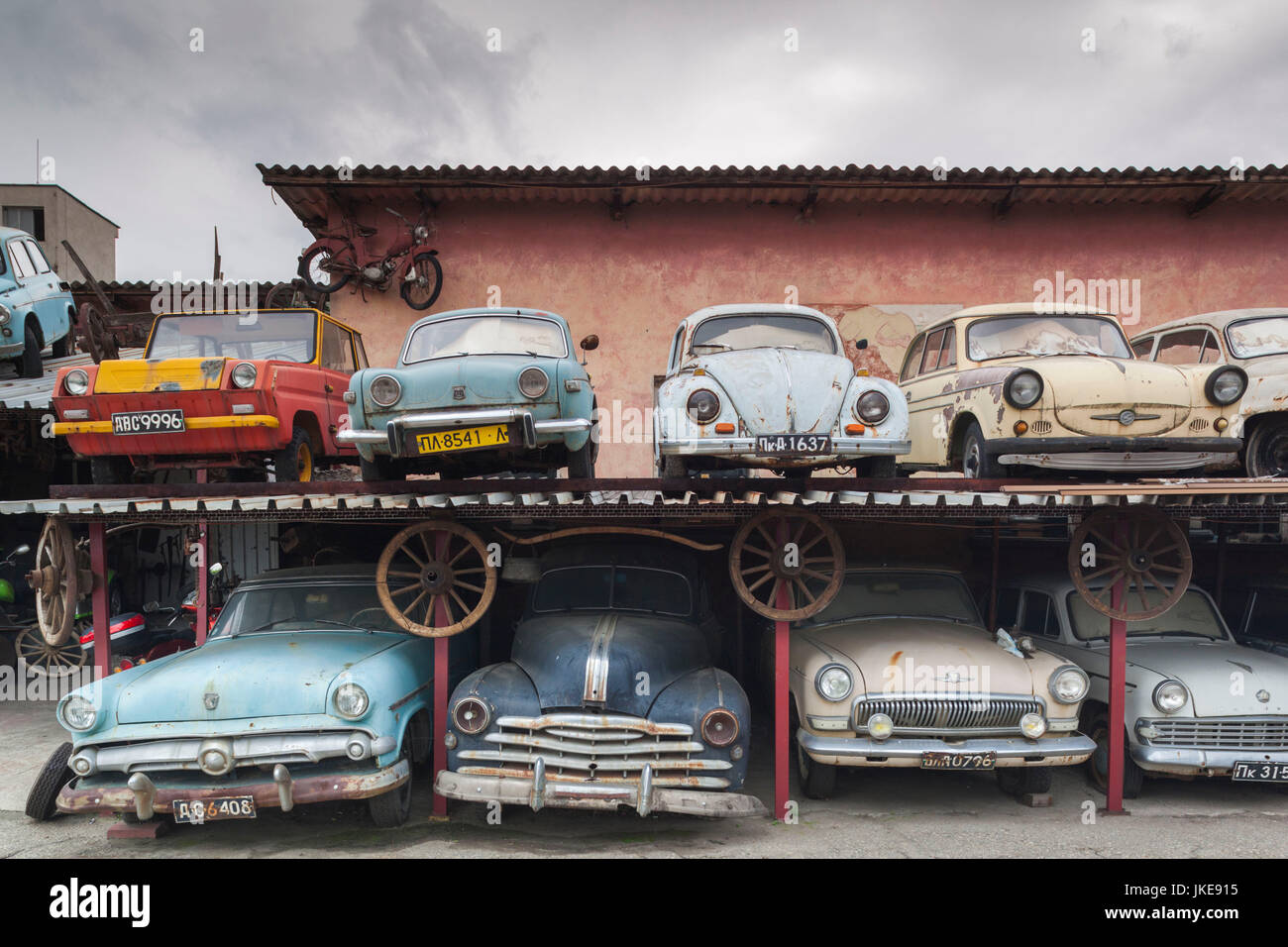 Bulgaria, Southern Mountains, Rila, Soviet-era old cars Stock Photo - Alamy