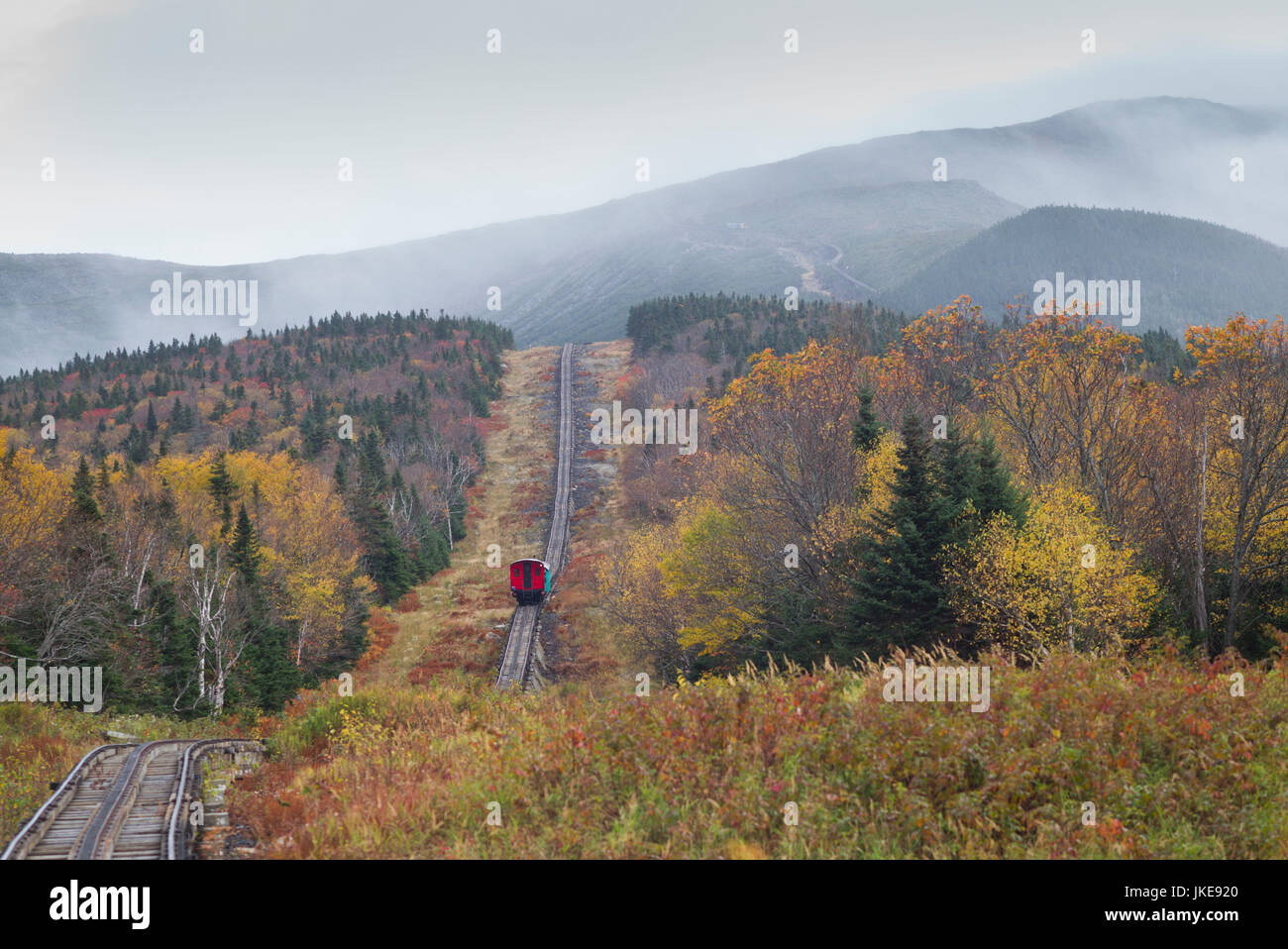 USA, New Hampshire, White Mountains, Bretton Woods, The Mount Washington Cog Railway, train to ...