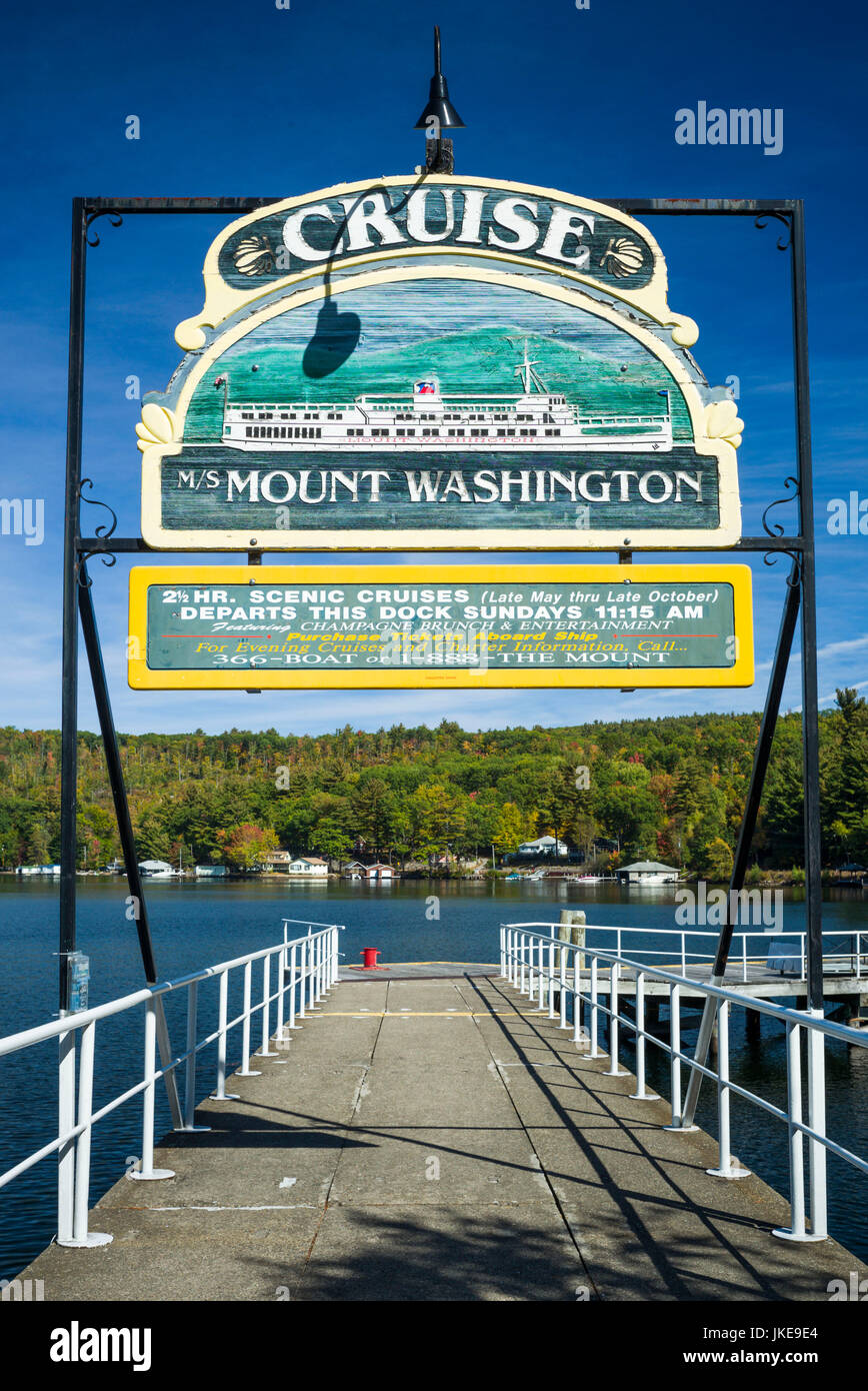 USA, New Hampshire, Lake Winnipesaukee Region, Alton Bay, dock for the ...