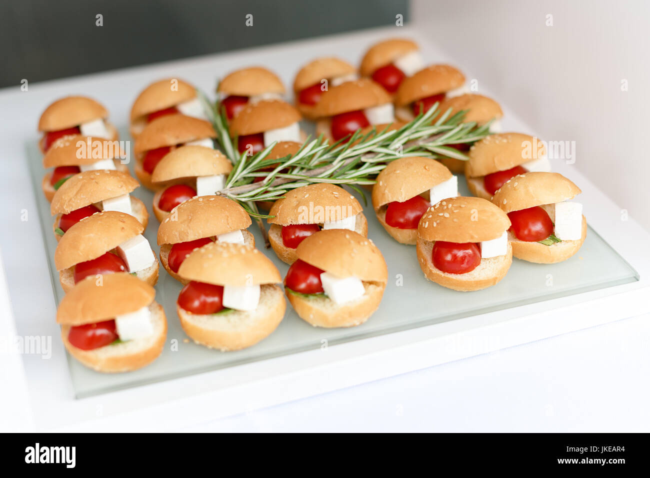 Mini hamburgers, finger food, mini burgers, party food, sliders Stock ...