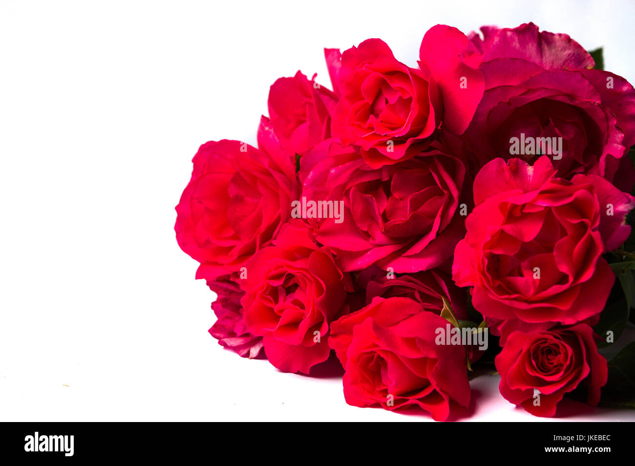 Big red roses bouquet isolated on white Stock Photo - Alamy