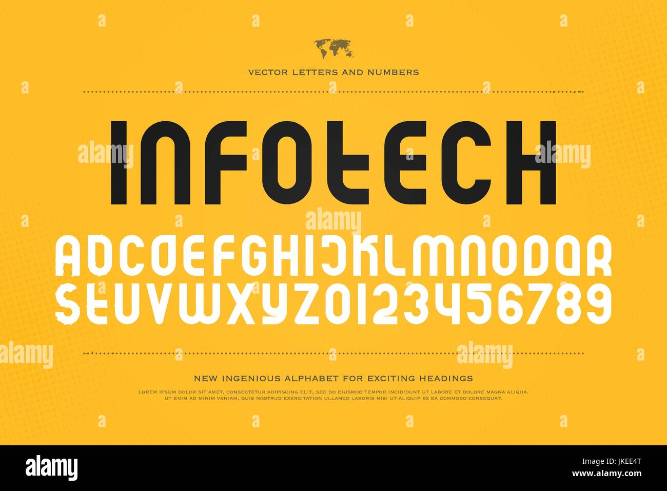 set of stylized alphabet letters and numbers. vector, regular font type ...