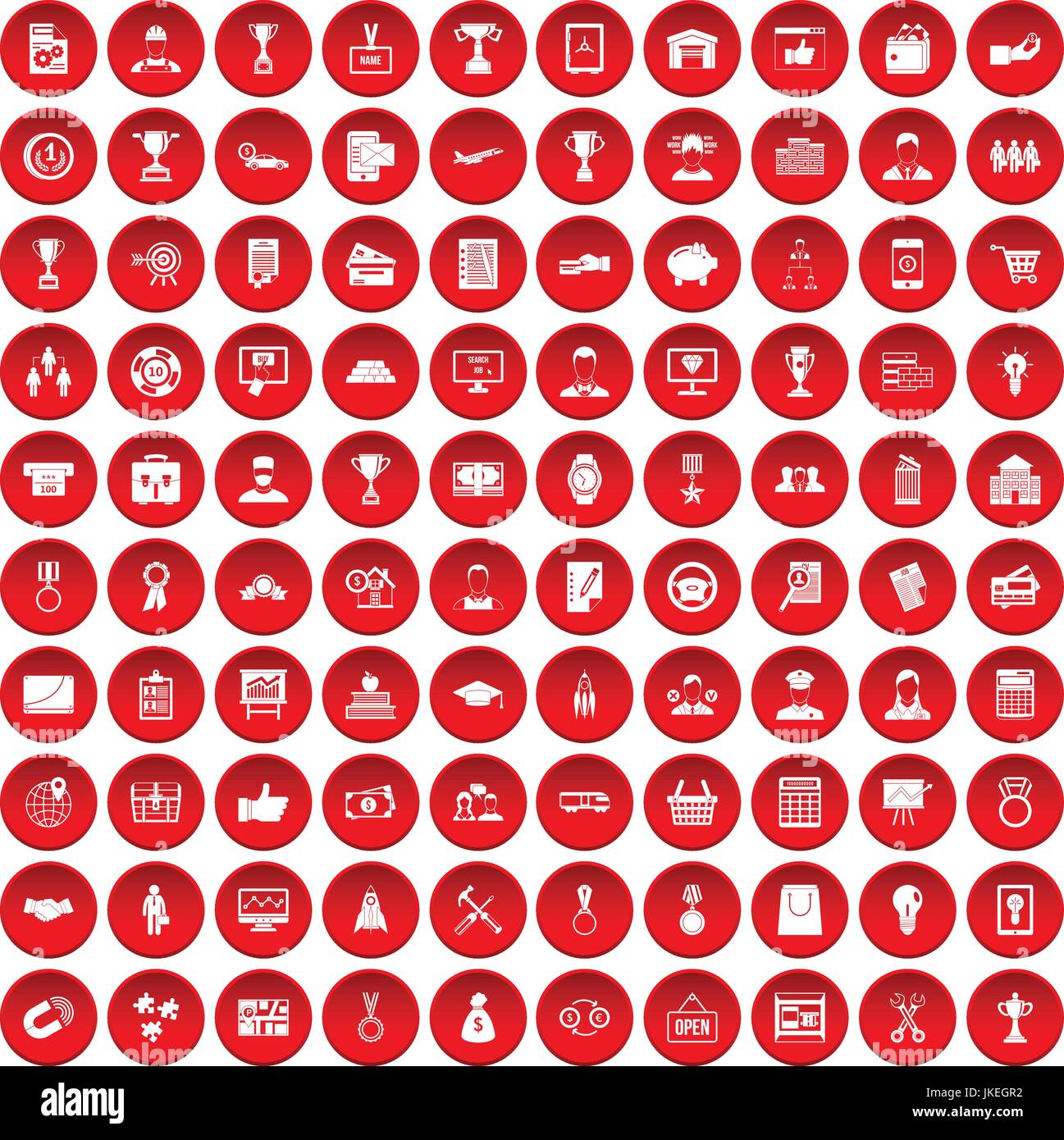 100 business career icons set red Stock Vector Image & Art - Alamy