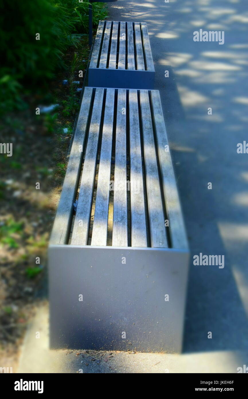 Abstract wooden park bench Stock Photo - Alamy
