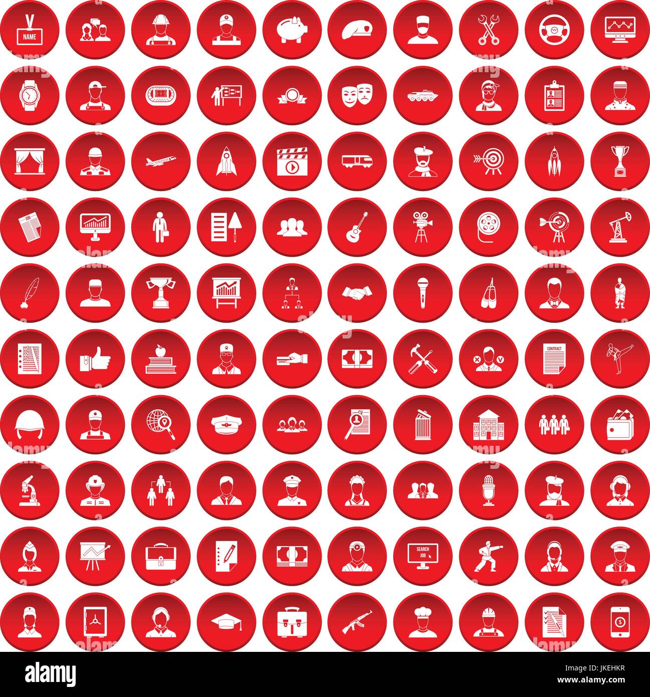 100 career icons set red Stock Vector Image & Art - Alamy