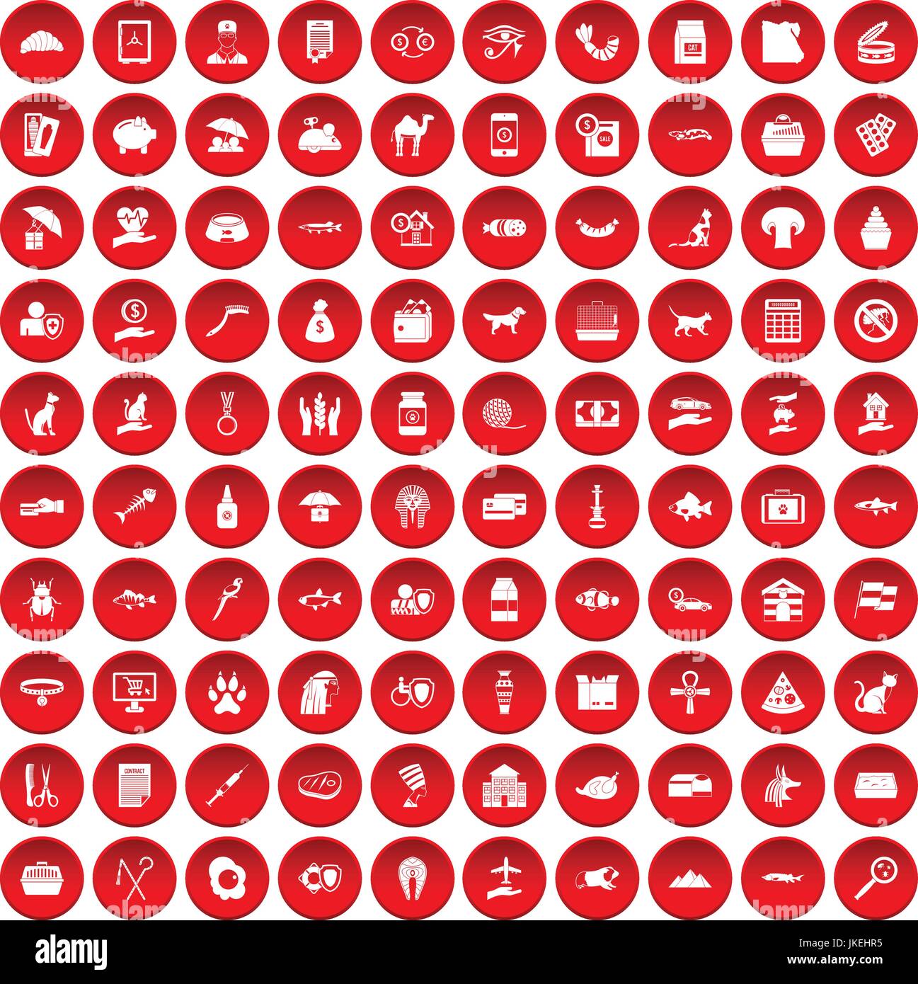 100 cat icons set red Stock Vector Image & Art - Alamy