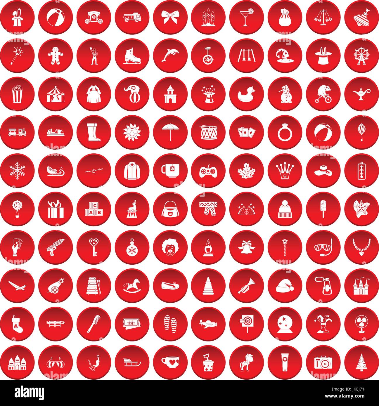 100 children icons set red Stock Vector Image & Art - Alamy