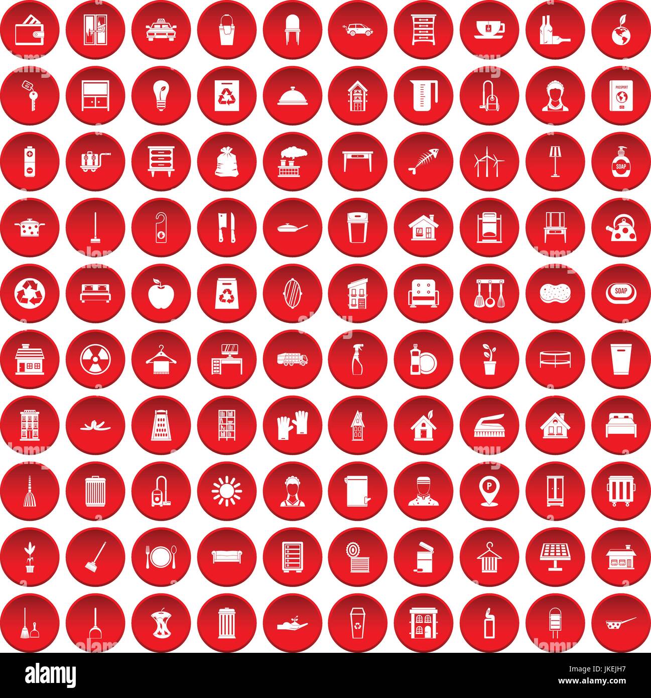 100 cleaning icons set red Stock Vector Image & Art - Alamy